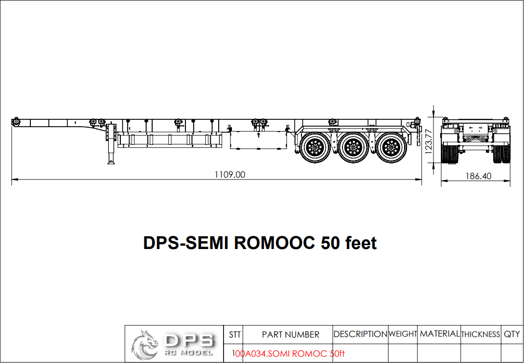 DPS SEMI TRAILER 50ft 1/14 Scale
